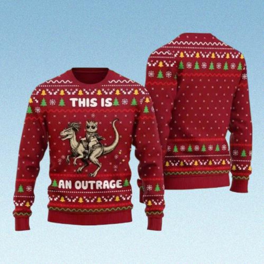 Funny Dungeon Crawler Carl Christmas Sweater, This is an Outrage Ugly ...