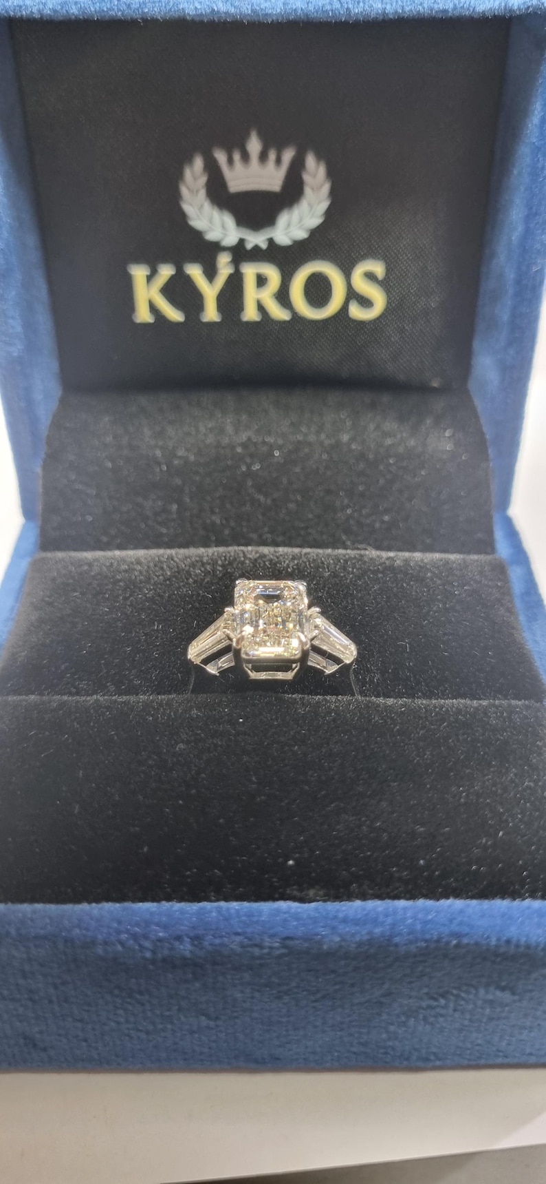 5 CT Emerald Cut Lab Grown Diamond Engagement Ring | Tapered Baguette ...