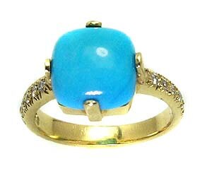 Cushion Cut Turquoise Ring - Etsy