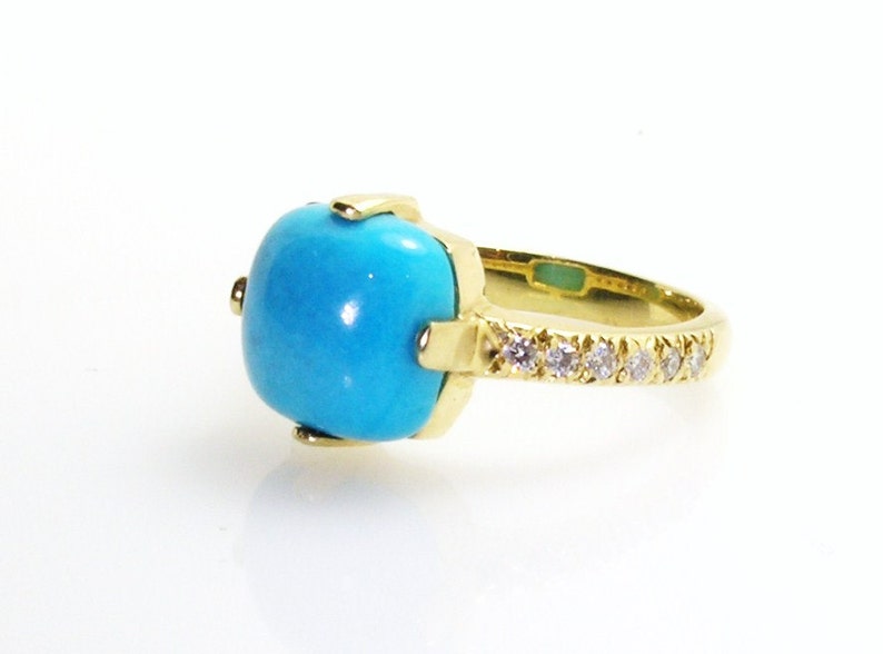Cushion Cut Turquoise Ring - Etsy