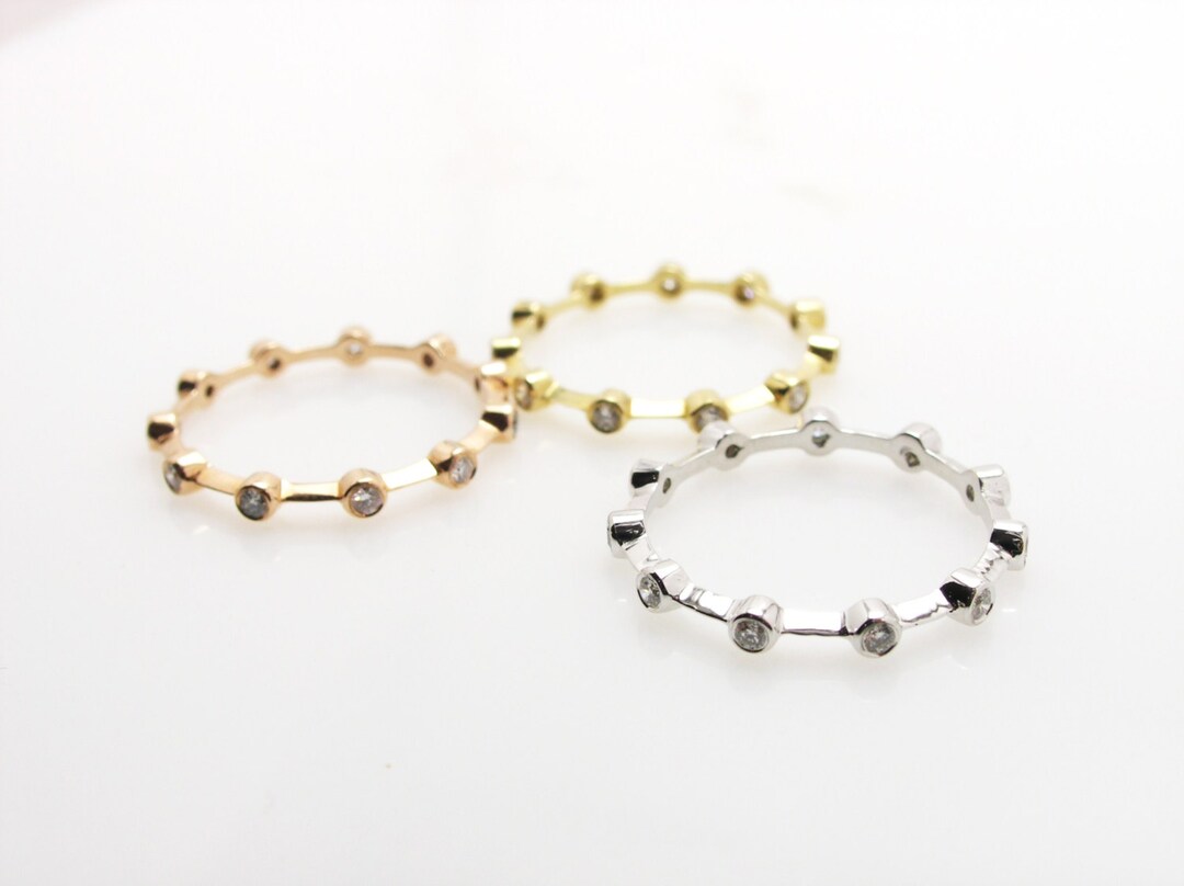 Diamond Stack Rings in 3 Colors - Etsy