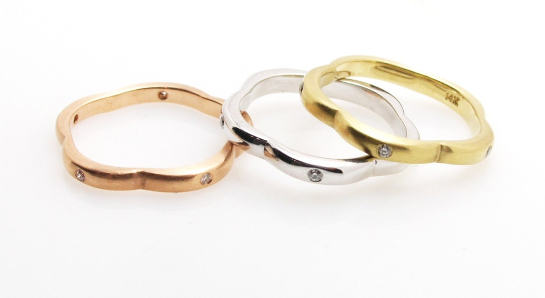 Tricolor Stack Diamond Rings . - Etsy