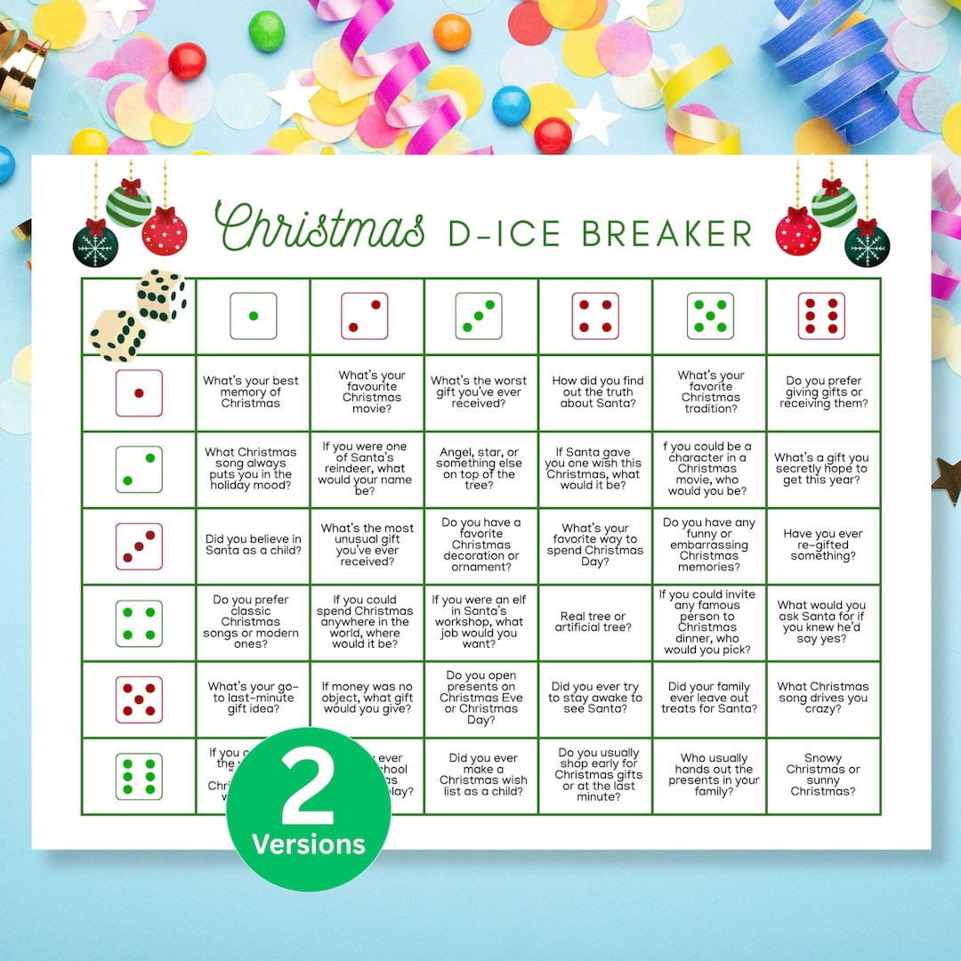 Christmas Dice Game, Christmas Ice Breaker Games, Last Minute Game ...