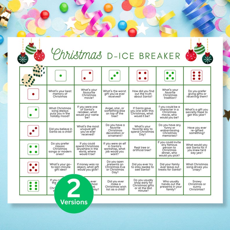 Christmas Dice Game, Christmas Ice Breaker Games, Last Minute Game ...
