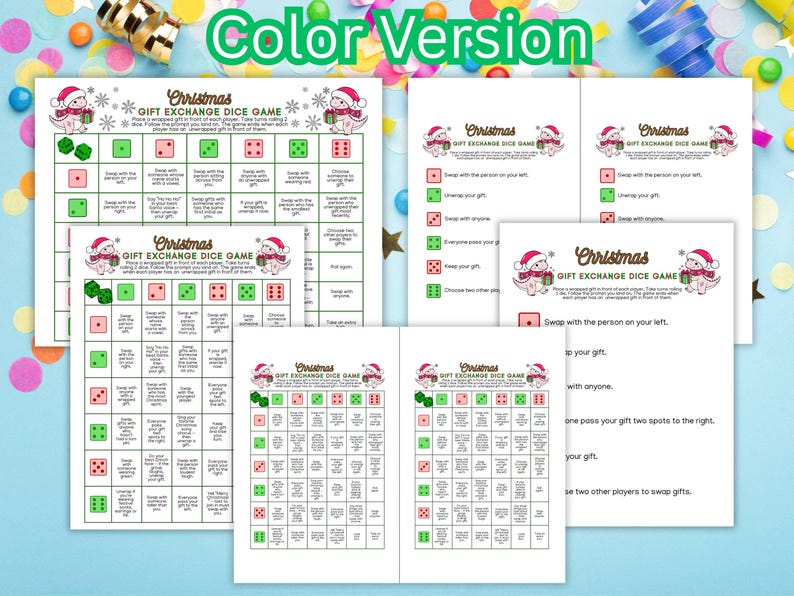 Christmas Dice Game, Gift Exchange Game, Pass the Gift, Family Reunion ...