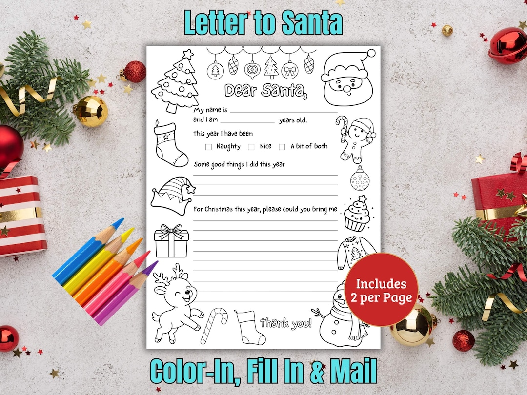 Letter to Santa, Christmas Coloring Pages Style, Christmas Wish List ...