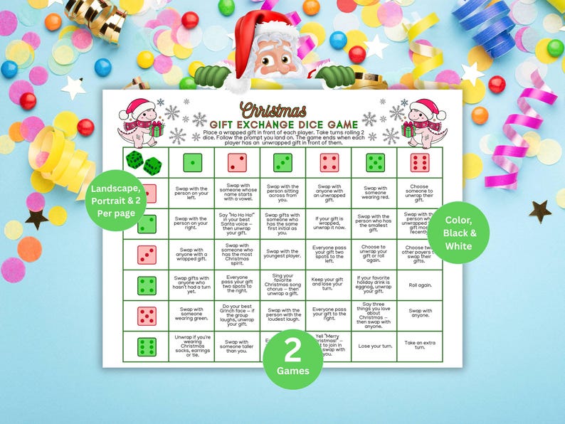 Christmas Dice Game, Gift Exchange Game, Pass the Gift, Family Reunion ...