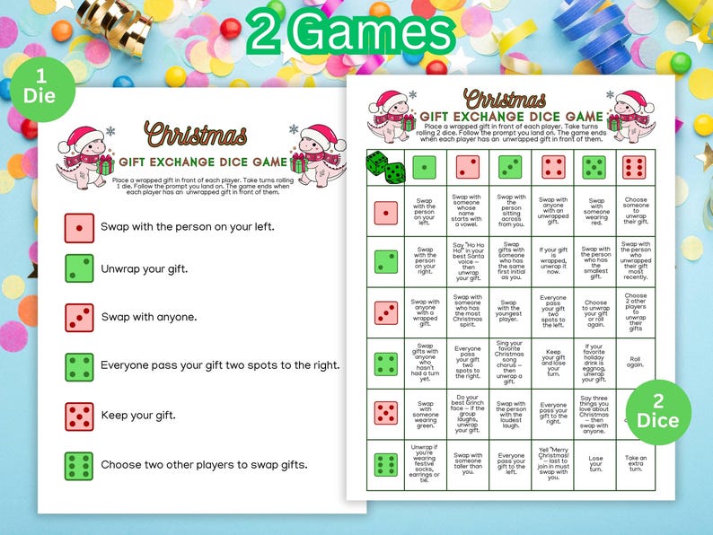 Christmas Dice Game, Gift Exchange Game, Pass the Gift, Family Reunion ...