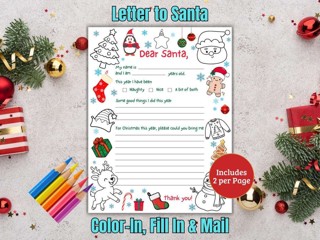 Letter to Santa, Christmas Coloring Pages, Christmas Wish List, Santa ...