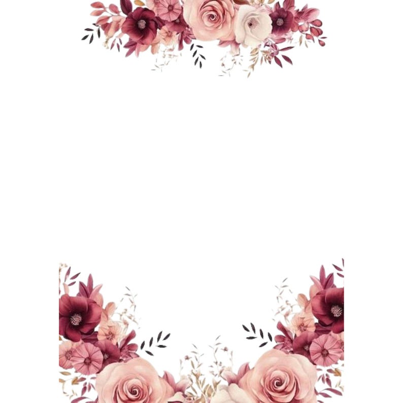 18 Burgundy Floral PNG | Blush Rose Clipart for Sublimation & Wall Art ...