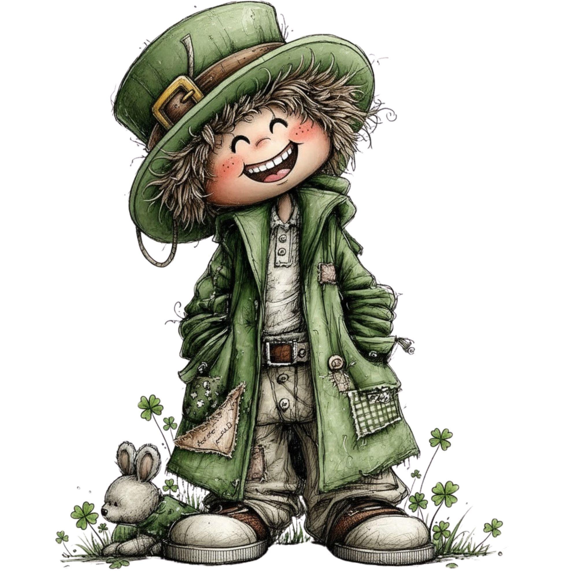 4 PNG Whimsical St. Patrick’s Day Leprechaun Boy Clipart – Cute Irish ...