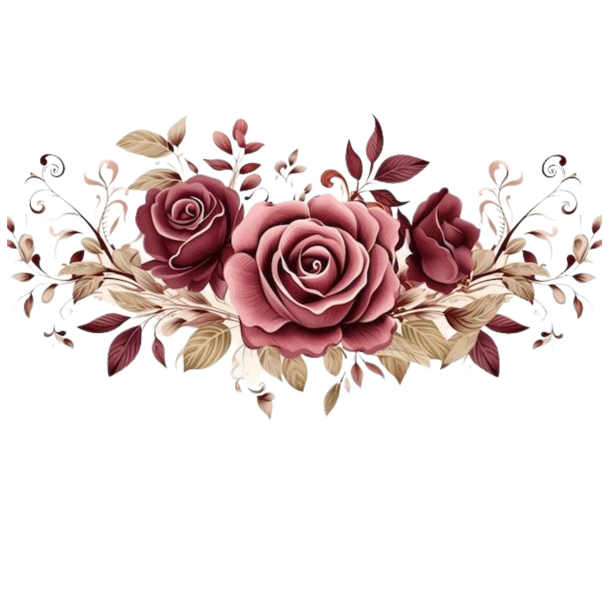 18 Burgundy Floral PNG | Blush Rose Clipart for Sublimation & Wall Art ...