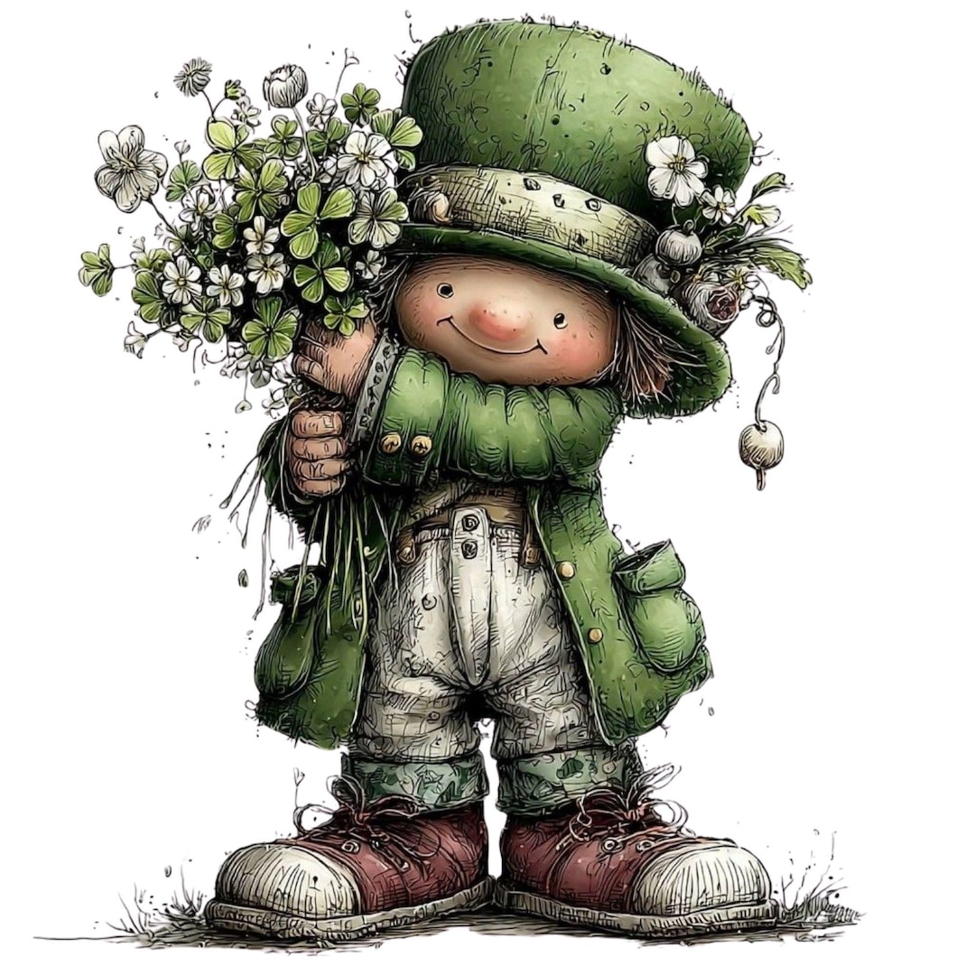 4 PNG Whimsical St. Patrick’s Day Leprechaun Boy Clipart – Cute Irish ...