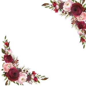 18 Burgundy Floral PNG | Blush Rose Clipart for Sublimation & Wall Art ...