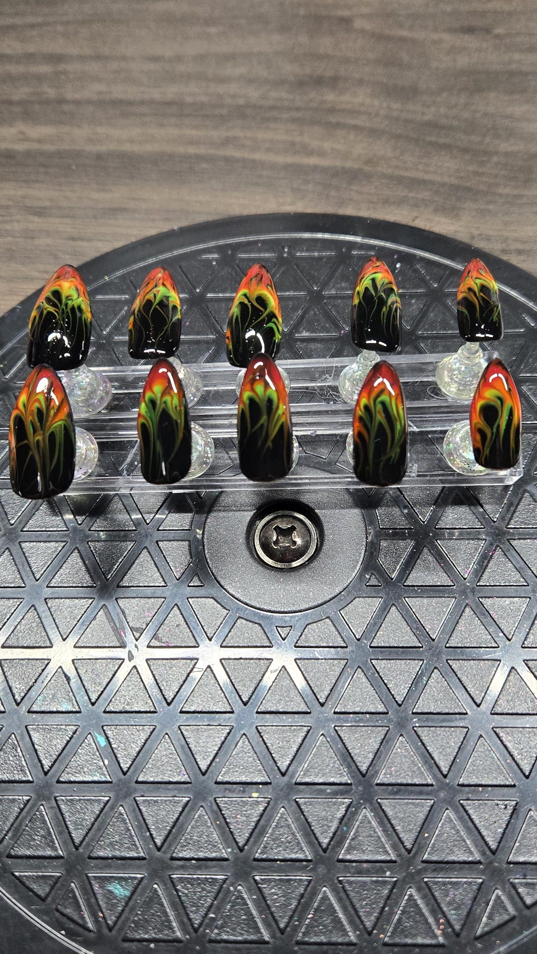 Neon Flames Glow in the Dark Almond Style Short Length Gel Nail - Etsy