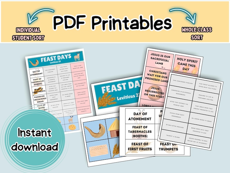 Jesus and the Biblical Feast Day Activity Bundle- Leviticus for Kids - Etsy