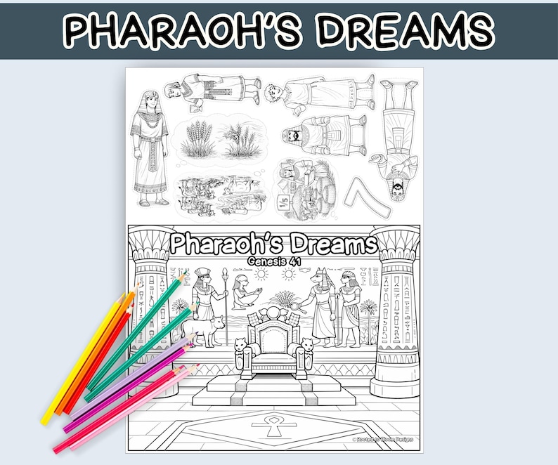 Joseph Interprets Pharaoh's Dreams - Bible Coloring Page and Craft ...
