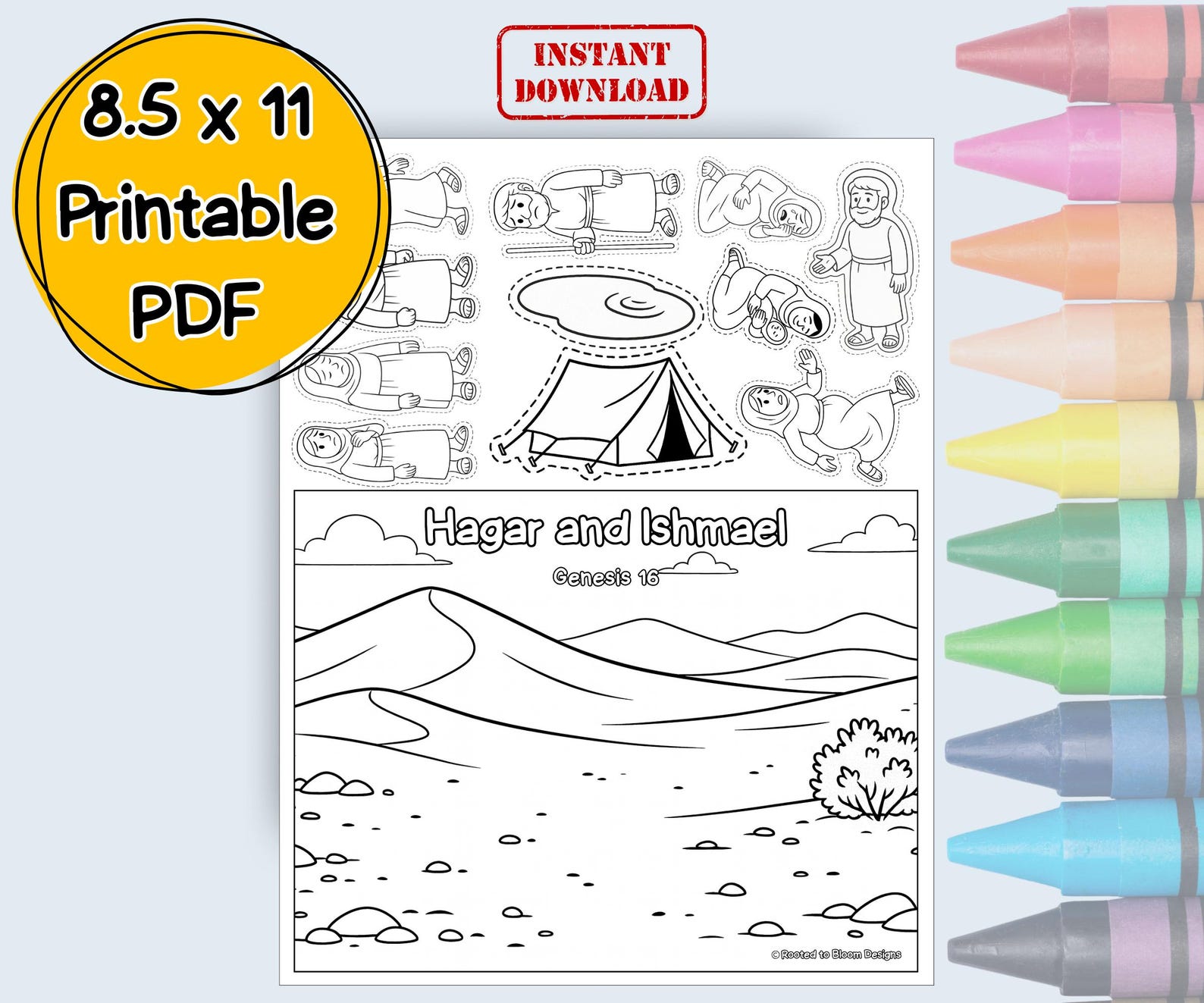 Hagar and Ishmael- Bible Coloring Page and Craft - Genesis 16 Printable ...