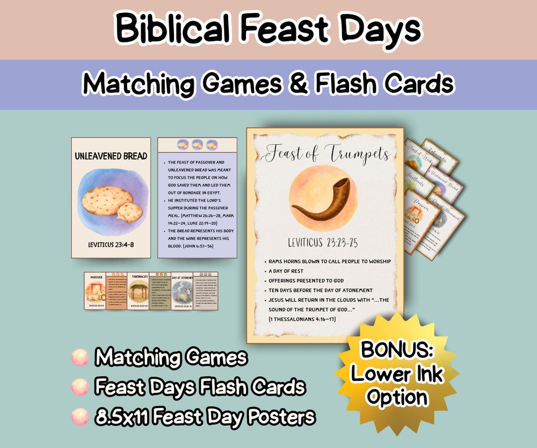 Biblical Feast Days Bundle for Kids | Printable Matching Games, Flash ...