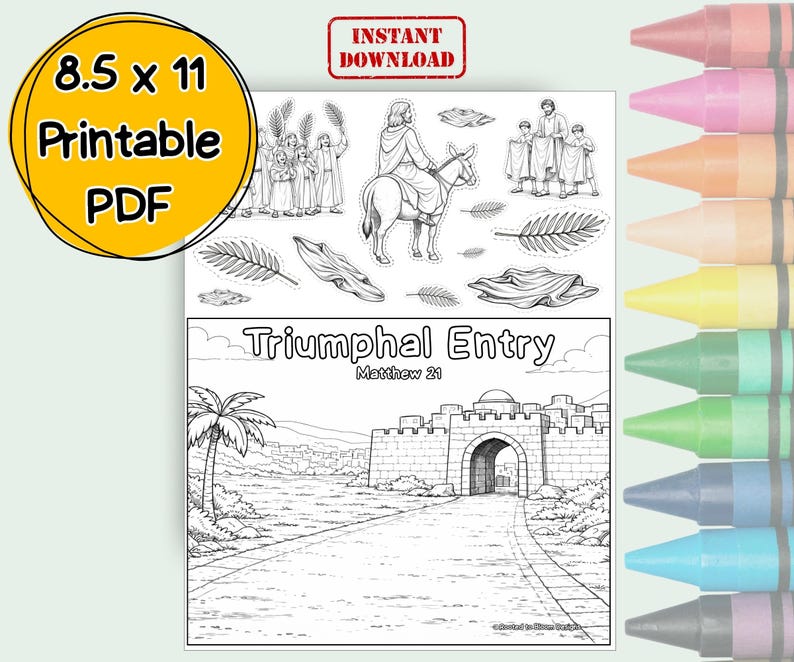Jesus' Triumphal Entry - Bible Coloring Page and Craft - Matthew 21 ...