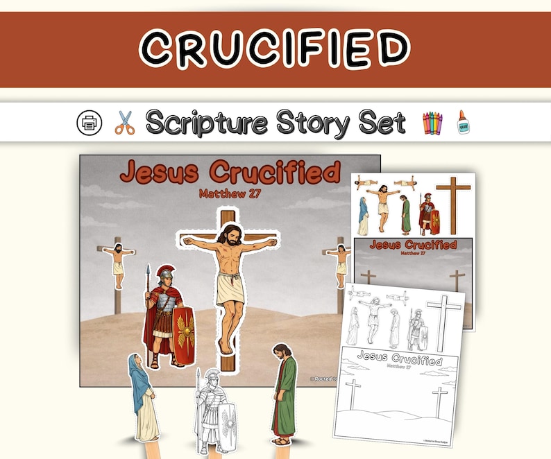 Jesus Crucified on Golgotha - Bible Story Visuals, Worksheets, and ...