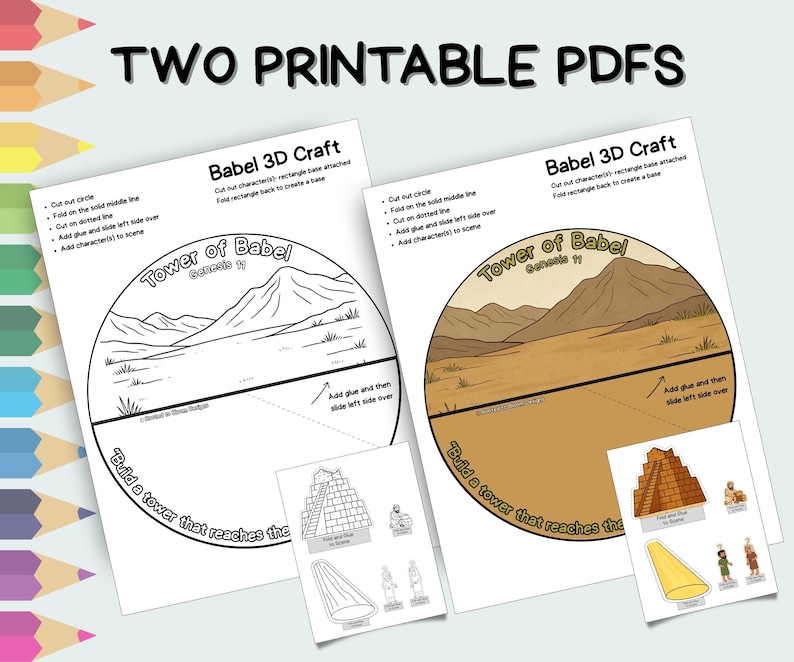 Tower of Babel-printable 3D Craft - Genesis 11 - Etsy