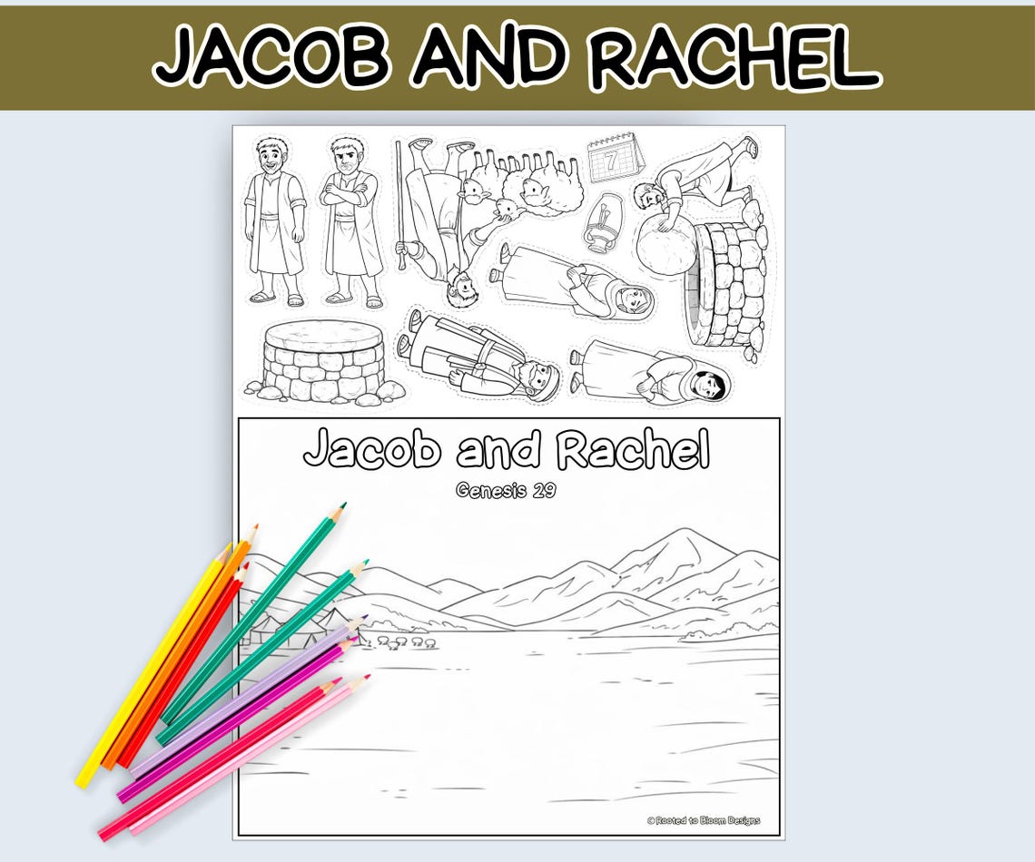 Jacob and Rachel - Bible Coloring Page and Craft - Genesis 29 Printable ...