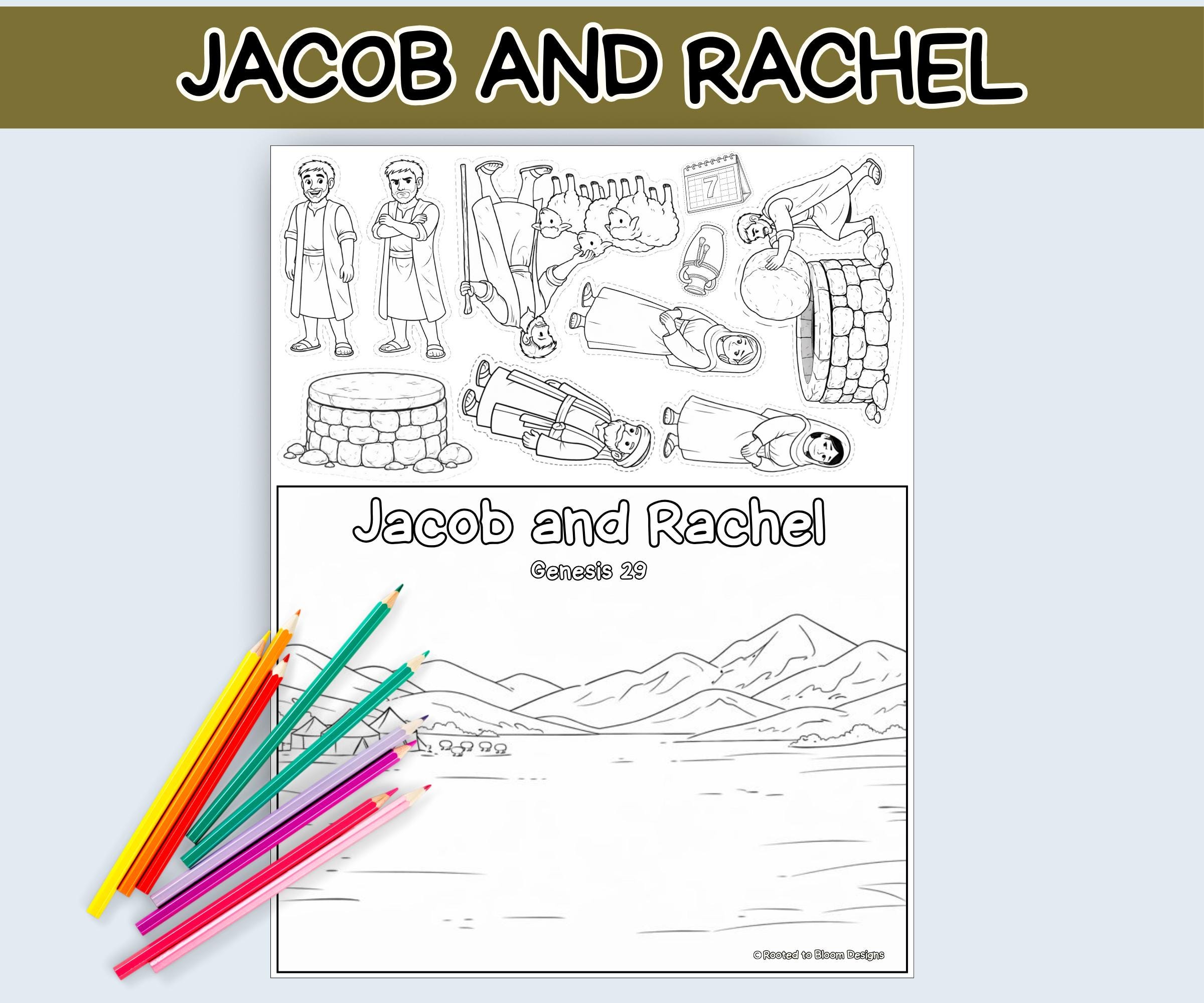 Jacob and Rachel - Bible Coloring Page and Craft - Genesis 29 Printable ...
