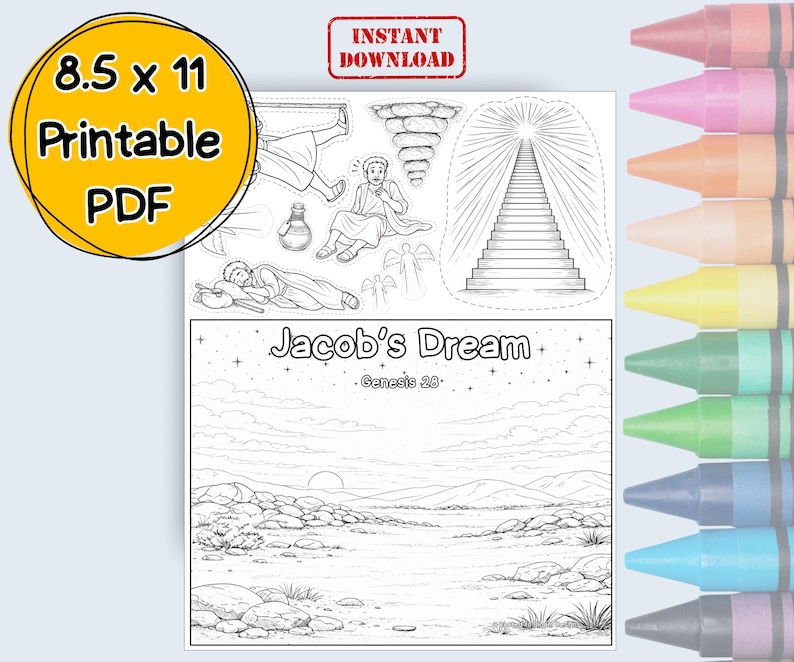 Jacob's Dream Bible Printable for Christian Kids Genesis 28 Bible ...