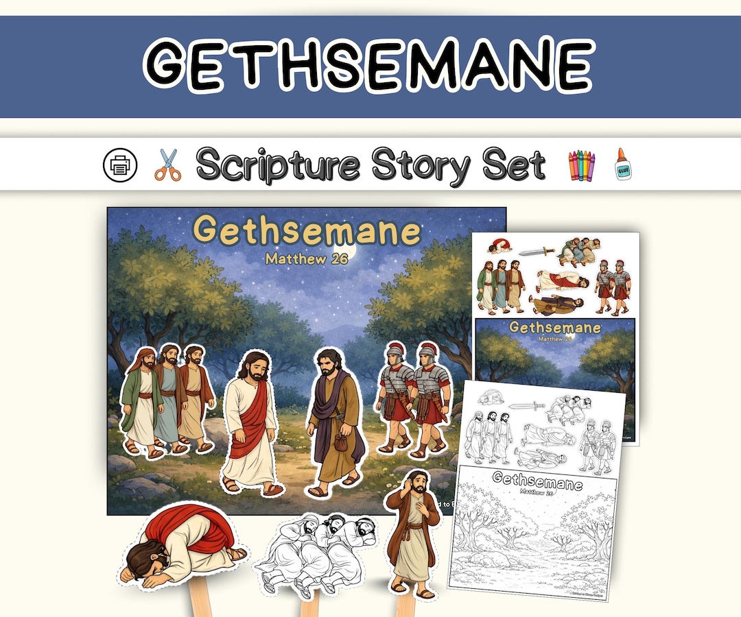 Jesus in the Garden of Gethsemane- Bible Story Visuals, Worksheets, and ...