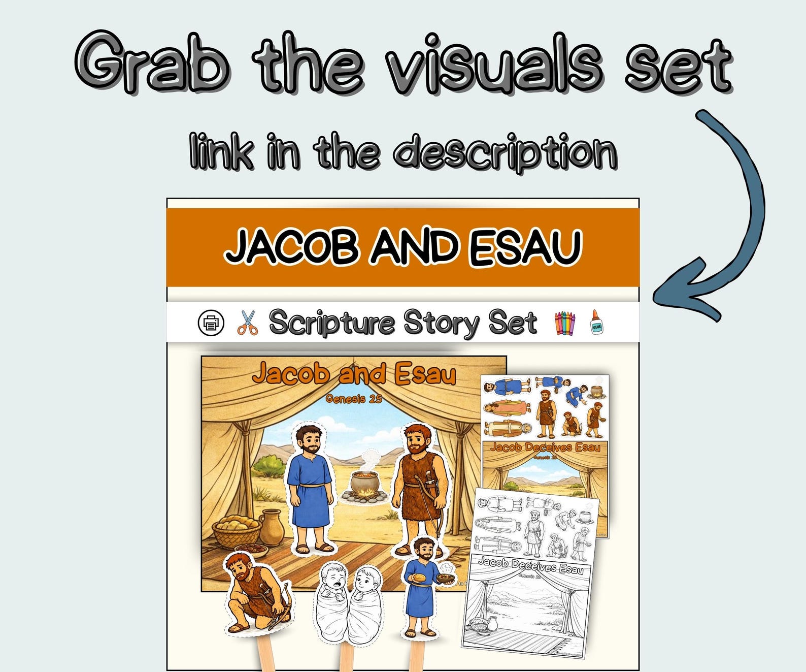 Jacob Takes Esau's Birthright - Printable 3D Craft - Genesis 25 - Etsy