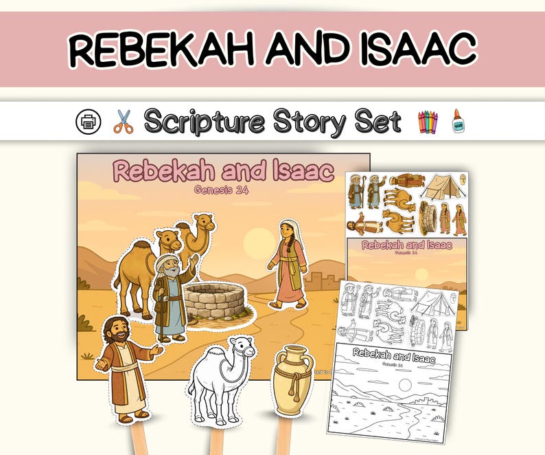Rebekah and Isaac- Bible Story Visuals, Worksheets, and Crafts for ...