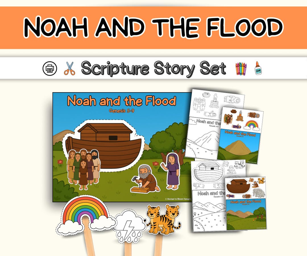 Noah's Ark and the Flood: Bible Story Visuals, Worksheets, and Crafts ...
