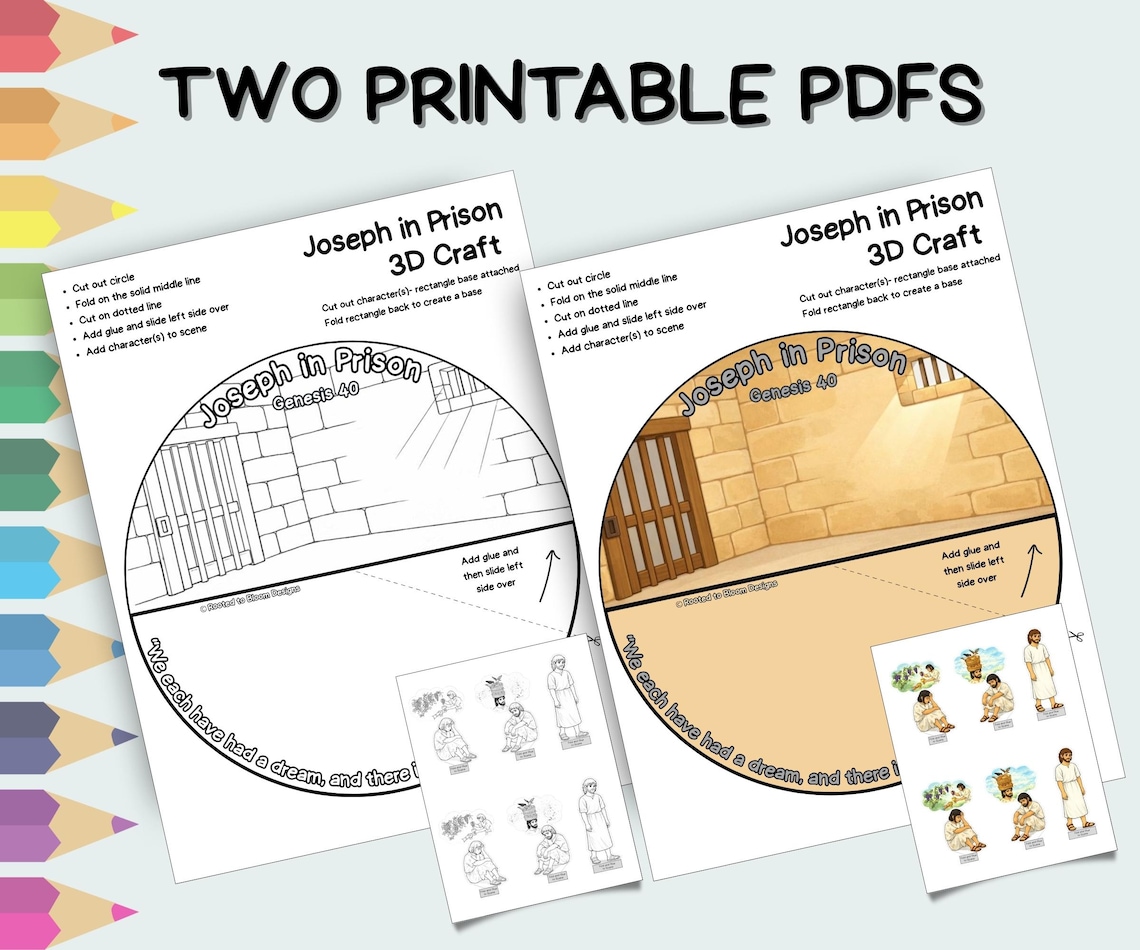 Joseph in Prison - Printable 3D Craft - Genesis 40-interpretation of ...