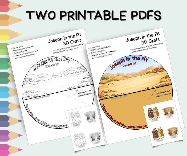 Joseph in the Pit - Printable 3D Craft - Genesis 37 -joseph's Brothers ...
