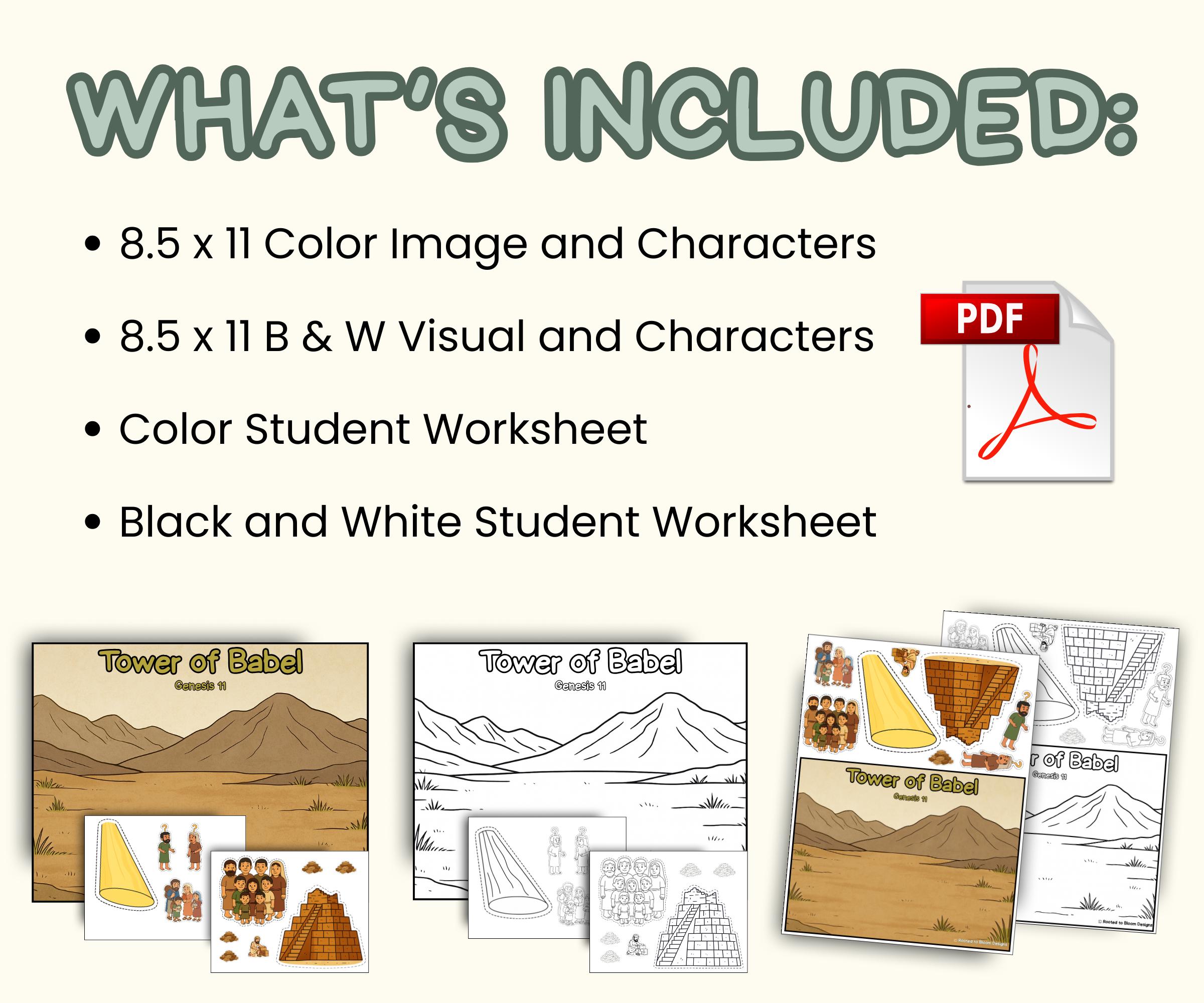 Tower of Babel: Bible Story Visuals, Worksheets, and Crafts for Genesis ...