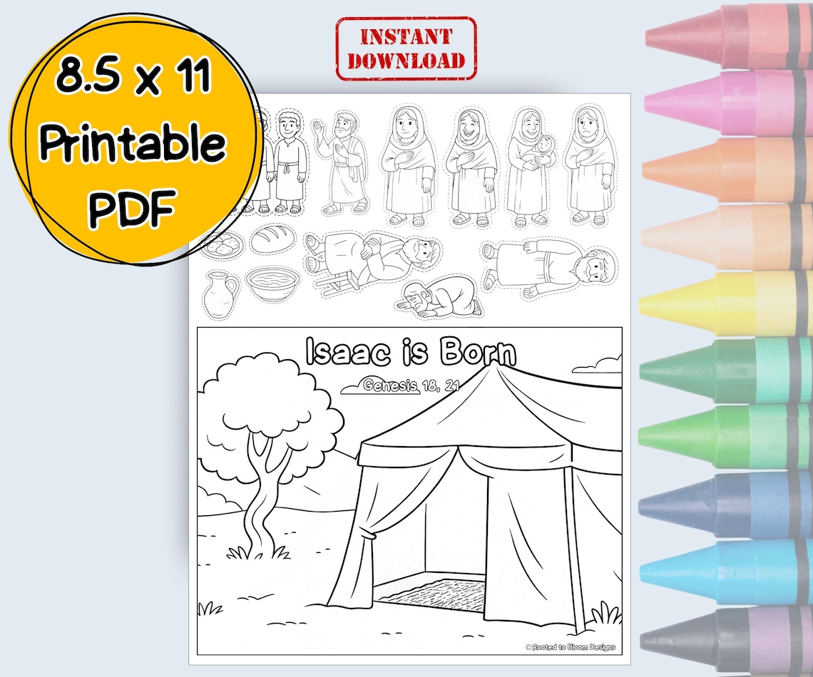 Isaac is Born- Bible Coloring Page and Craft - Genesis 18, 21 Printable ...