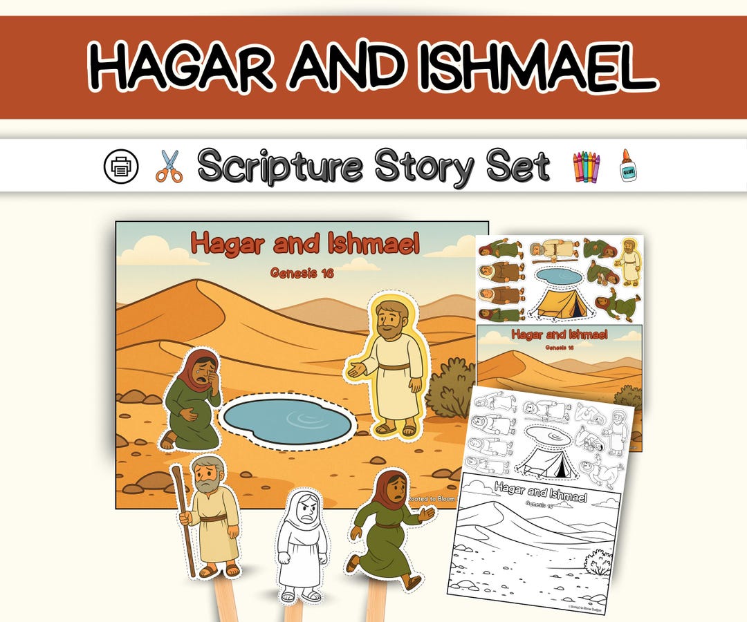 Hagar and Ishmael- Bible Story Visuals, Worksheets, and Crafts for ...