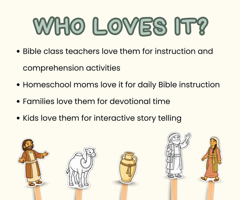 Rebekah and Isaac- Bible Story Visuals, Worksheets, and Crafts for ...
