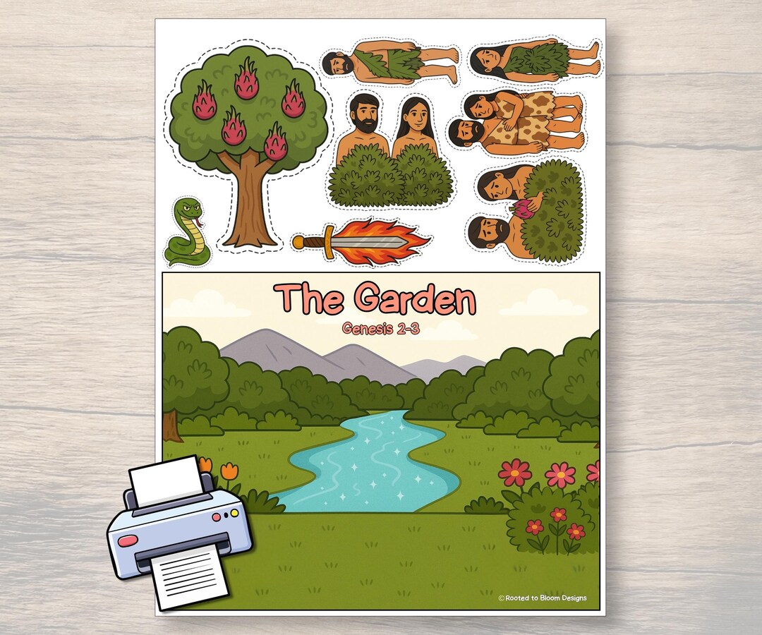 Adam and Eve Printable Craft- Garden of Eden Bible Activity, Sunday ...