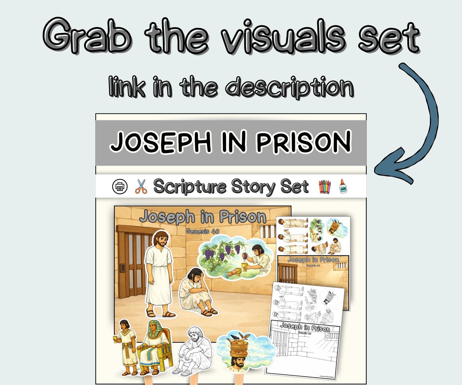 Joseph in Prison - Printable 3D Craft - Genesis 40-interpretation of ...