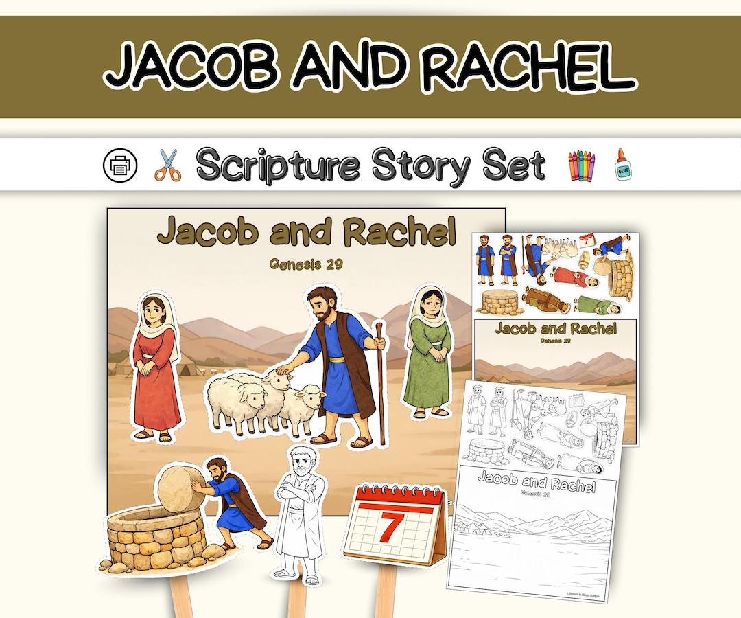 Jacob and Rachel- Bible Story Visuals, Worksheets, and Crafts for ...
