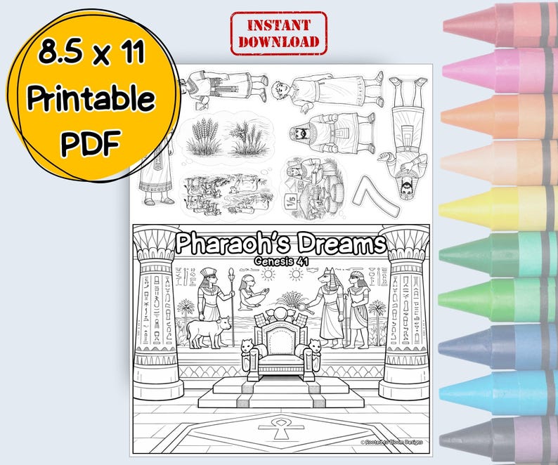 Joseph Interprets Pharaoh's Dreams - Bible Coloring Page and Craft ...