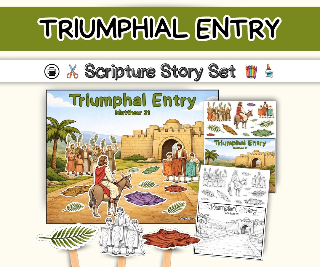 Triumphal Entry of King Jesus - Bible Story Visuals, Worksheets, and ...