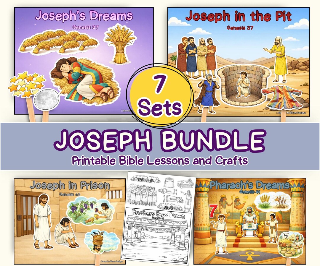 Joseph Bundle- 7 Printable Bible Lessons- Genesis 37-45 - Etsy