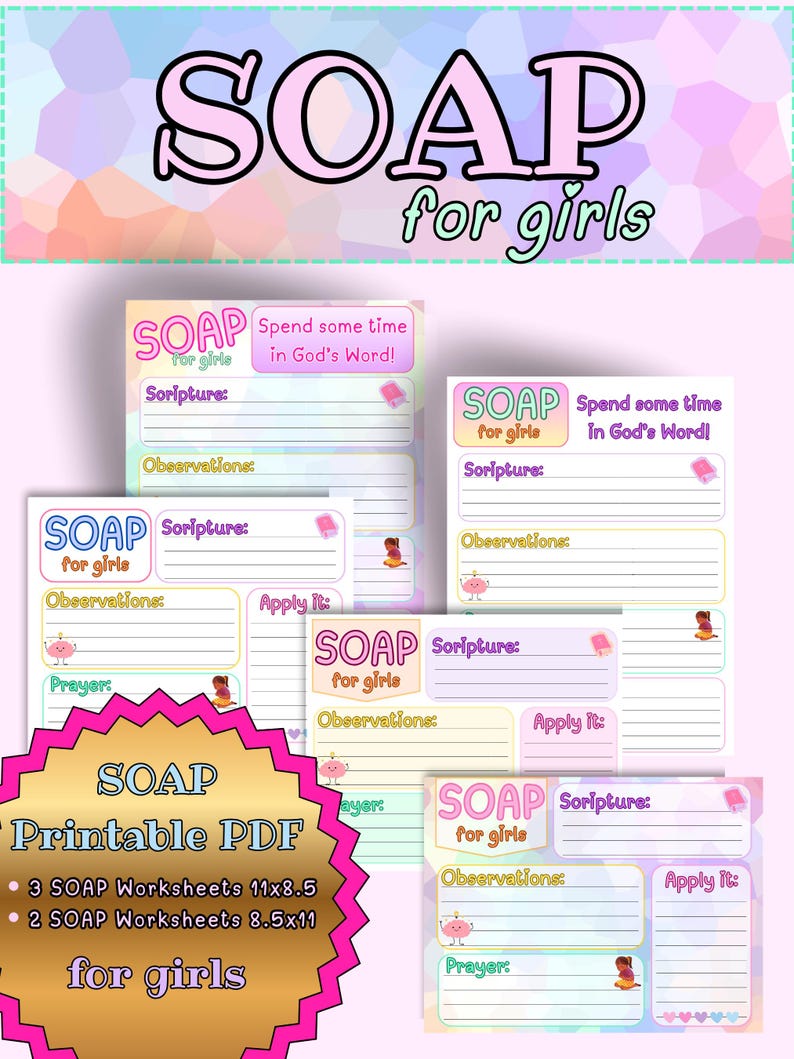 SOAP Bible Study Printables for Girls: Journal Pages & FREE Bookmarks ...