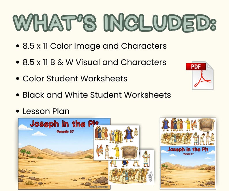 Joseph's Sold by His Brothers - Bible Story Visuals, Worksheets, and ...