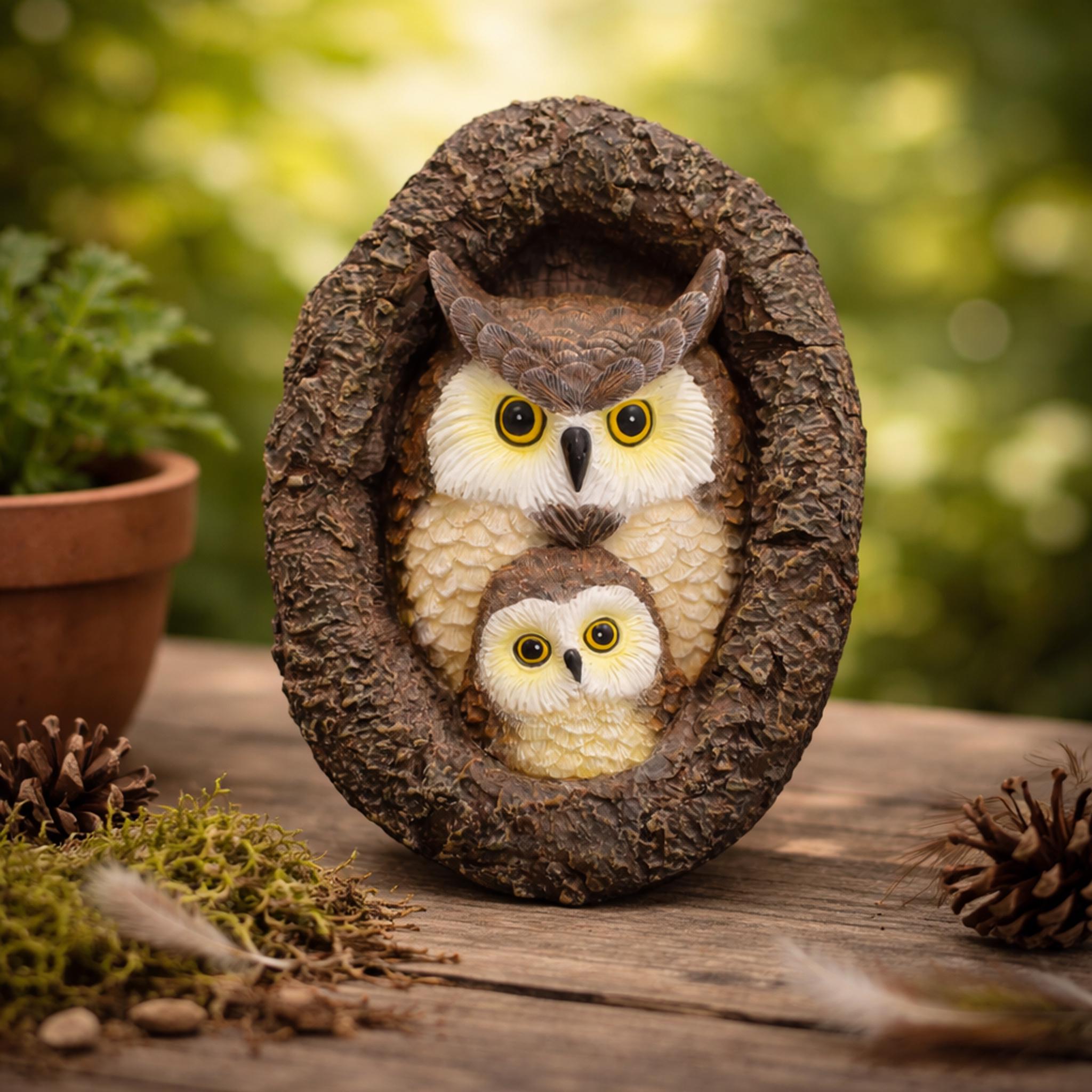 Mother & Baby Owl Tree Decor, Owl Tree Hugger Sculpture, Garden Wall ...