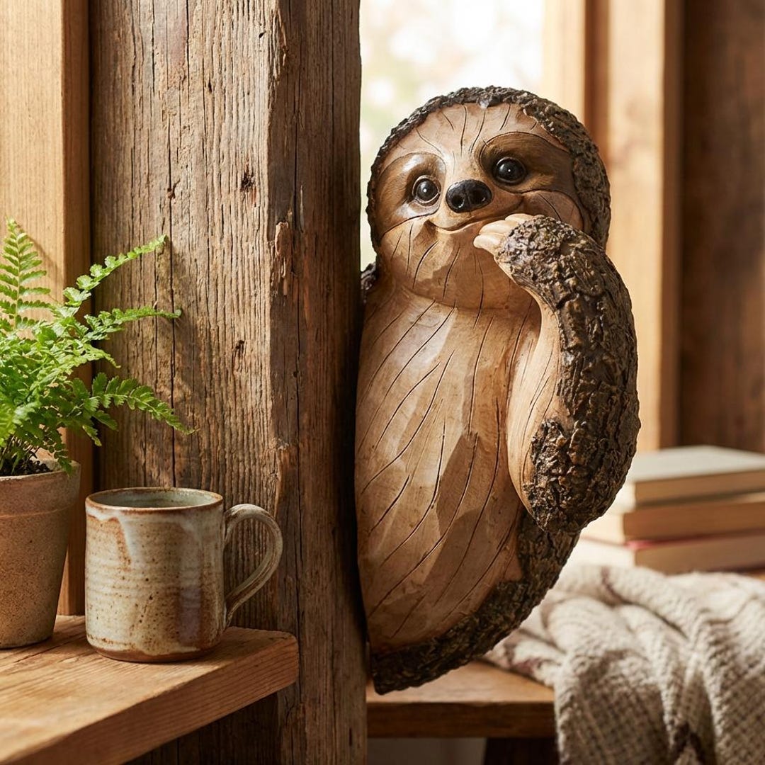 Funny Sloth Tree Hugger Garden Statue, Peeking Sloth Tree Peeker ...