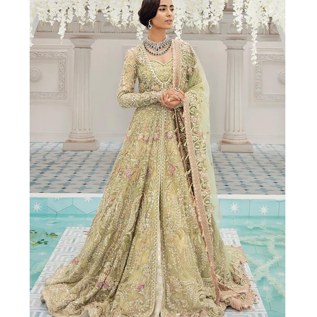 Pakistani Bridal Nikkah Gown Maxi, Indian Lehenga Choli Clothes ...